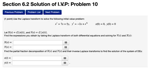 solved section 6 2 solution of i v p problem 10 previous