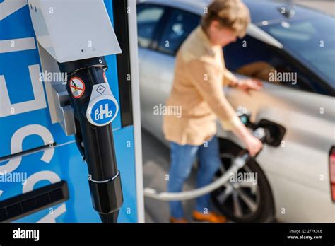 Herten North Rhine Westphalia Germany Hydrogen Car Refuelling H2