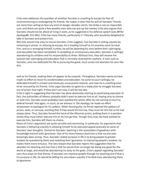 Philosophy 239 Lecture Notes Crito Next Addresses The Question Of