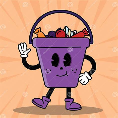 Candy Bucket Cartoon Character Smiling And Waving Vector Stock