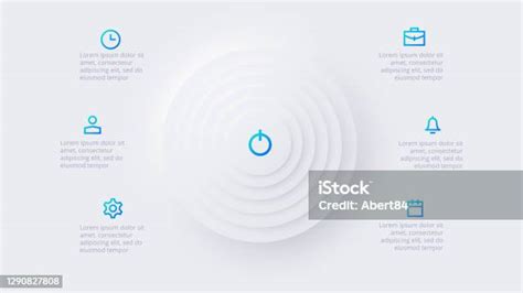 인포그래픽용 노형성 원 요소 다이어그램 그래프 프레젠테이션 및 차트용 템플릿입니다 6가지 옵션 부품 단계 또는 공정을 갖춘 스쿠오모프 개념 뉴모픽 디자인에 대한 스톡 벡터