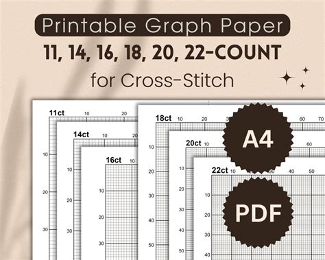 11 14 16 18 20 22 Count Graph Paper For Cross Stitch A4 Pdf Template
