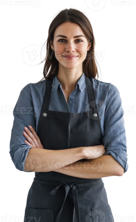 Smiling Woman In An Apron With Crossed Arms Cut Out Stock 49222758 Png