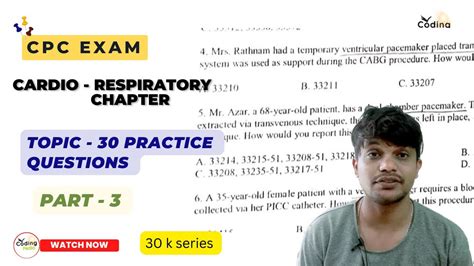 Cardio Respiratory Chapter Ll 30 Practice Questions Ll Part 3 Cpcexam