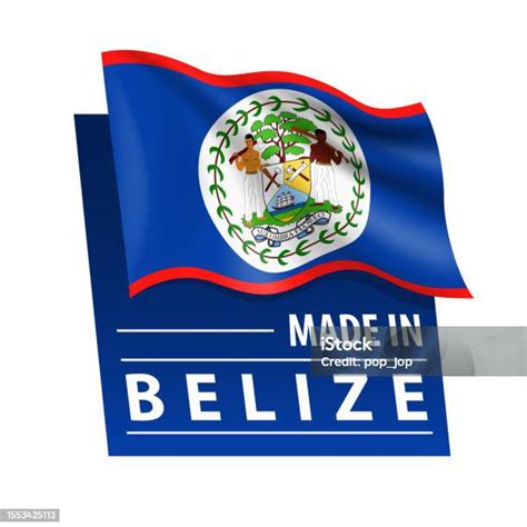 Made In Belize 벡터 그림 벨리즈의 국기와 흰색 뒷면에 분리된 텍스트 3차원 형태에 대한 스톡 벡터 아트 및 기타
