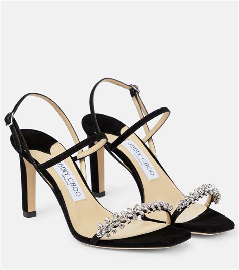 Jimmy Choo Meira 85 Embellished Suede Sandals Jimmy Choo