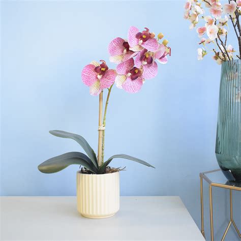 Arranjo Orquídea Artificial Vaso Canelado Formosinha