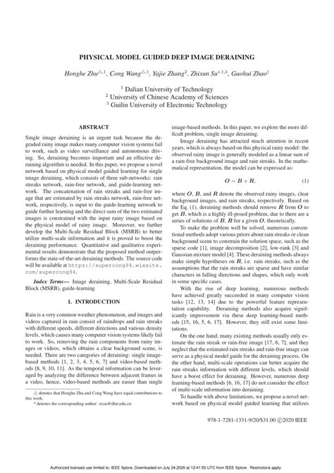 pdf physical model guided deep image deraining