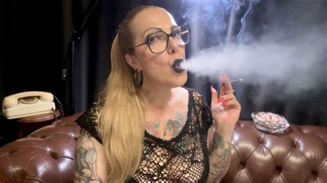 Black Cigarette Intense Cough Deep Inhales Long Drag Smoke Rings