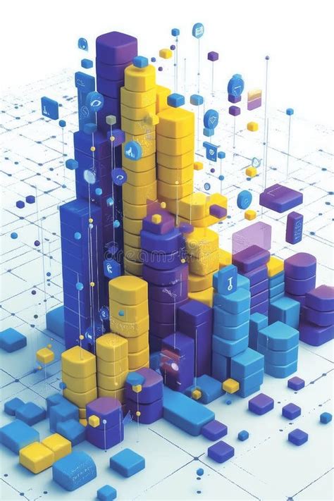 Colorful Data Visualization With Stackable Blocks And Icons In Digital
