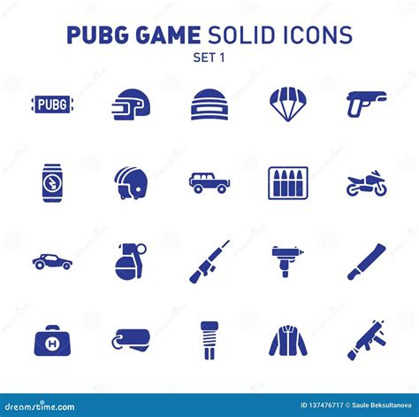 Pubg Game Glyph Icons Vector Illustration Of Combat Facilities Solid Design Set 1 Of Icons