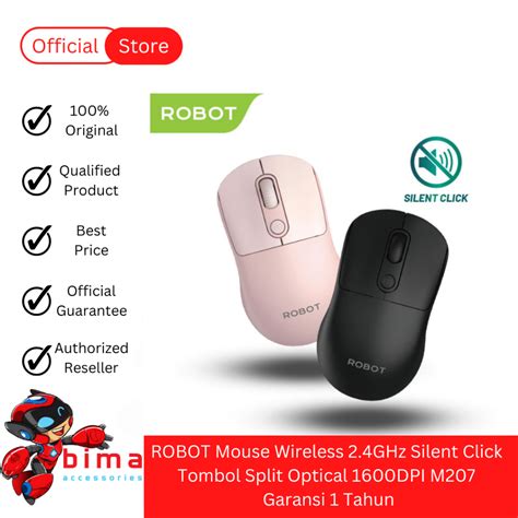 Jual Robot Mouse Wireless 24ghz Silent Click Tombol Split Optical