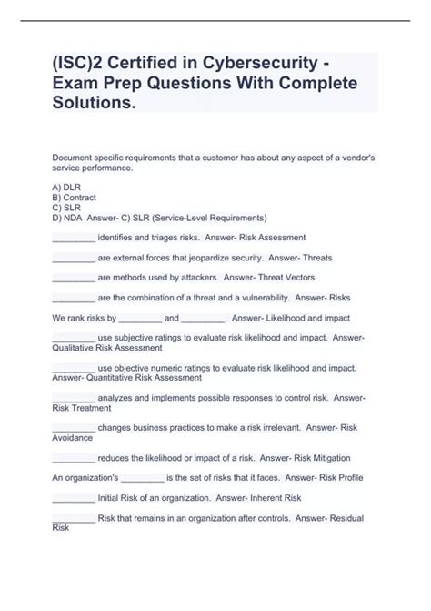 (ISC)2 Certified in Cybersecurity - Exam Prep Questions With Complete Solutions. - 2 Systems ...