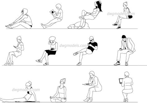 People Sitting Elevation Autocad Blocks Cad Models Download Drawing