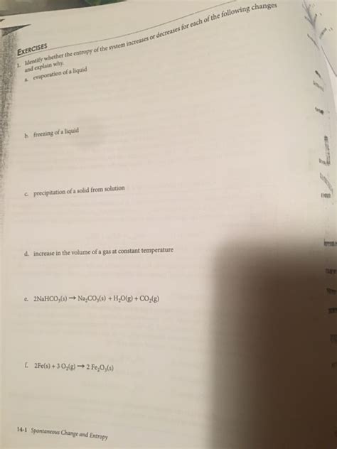 Solved EXERCISES Identify Whether The Entropy Of The Chegg