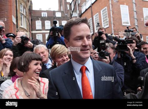 Liberal Democrat Leader Nick Clegg Pictured Outside Their Hq In Central