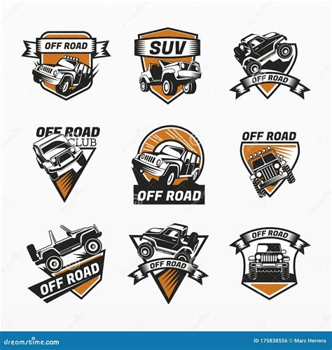 Off Road Car Sticker Set Stock Illustration Illustration Of Label