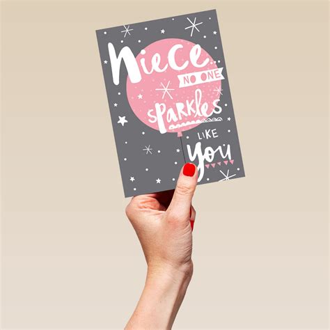 Personalised Niece Balloon Sparkles Birthday Card Hallmark