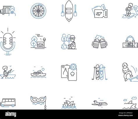 Departure Line Icons Collection Farewell Exit Goodbye Leave Depart