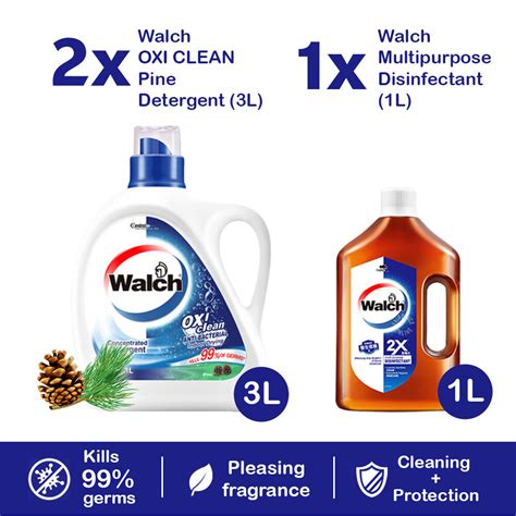 Walch Oxi Liquid Laundry Detergent Pine 3l X2 Bottles Multi Purpose