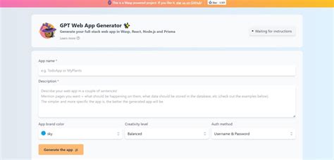 GPT Web App Generator