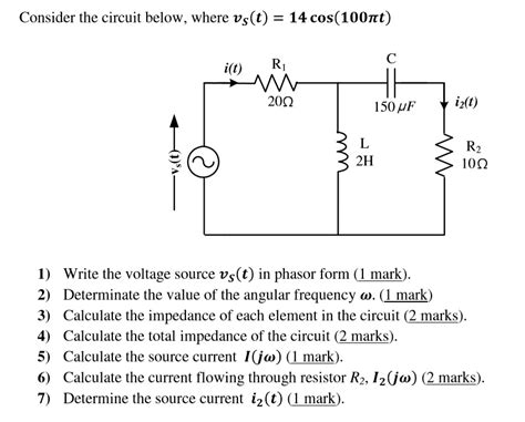 Solved Consider The Circuit Below Where Vst 14 Cos100nt R1 It
