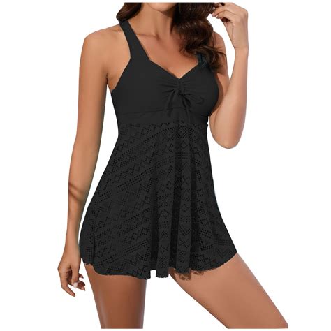Womens Vintage Tummy Control One Piece Swimsuits Swimdress Push Up