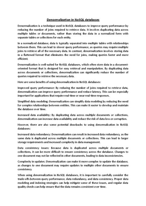 Denormalization In No Sql Databases Denormalization In Nosql Databases Denormalization Is A