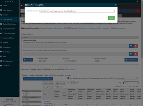 Explore Evidence Tab In Cohorts Doesnt Allow To Save Conceptsets · Issue 2454 · Ohdsiatlas