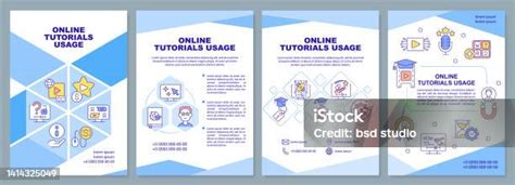 Template Brosur Penggunaan Tutorial Online Ilustrasi Stok Unduh
