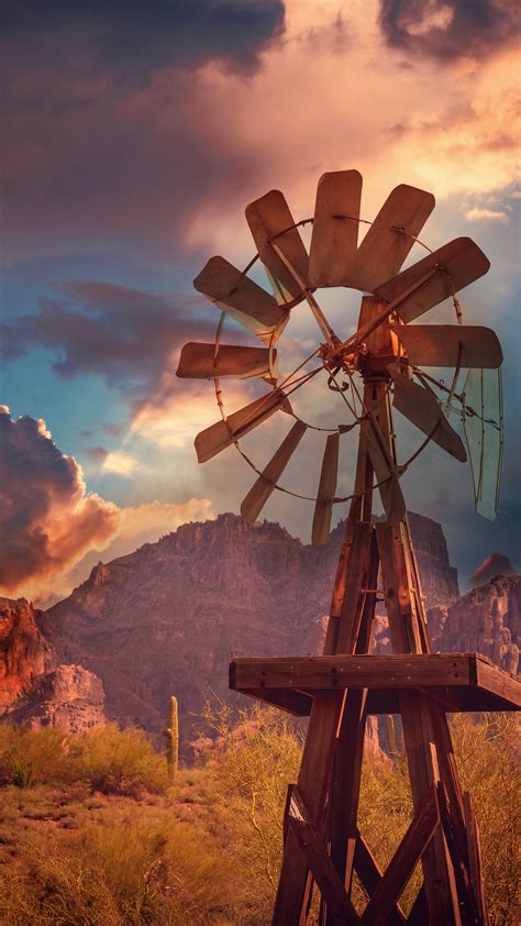 Download Western Windmill Aesthetic Wallpaper