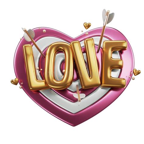 Love Darts Icon Golden Inscription Love Pink Darts With Arrows