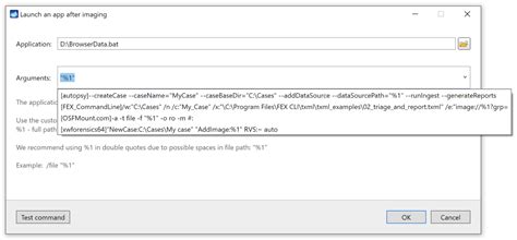 launch a cli app after imaging in atola insight forensic