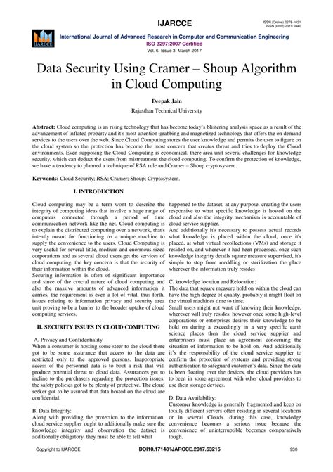 Pdf Data Security Using Cramer Shoup Algorithm In Cloud Computing