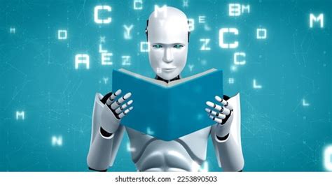 D Rendering Robot Learning Or Solving Problems Images Stock
