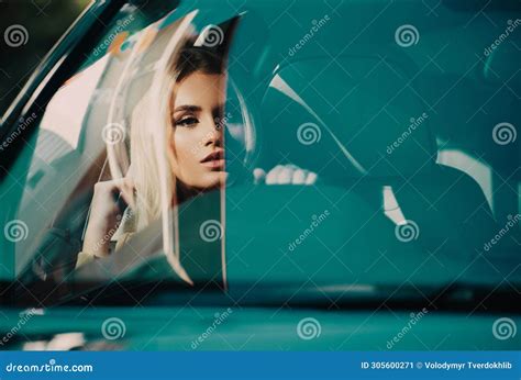 Women In Car Beautiful Woman Driving Auto Attractive Girl Sitting In