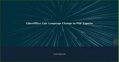 Changing Language In PDF Export With LibreOffice Calc A Step By Step Guide
