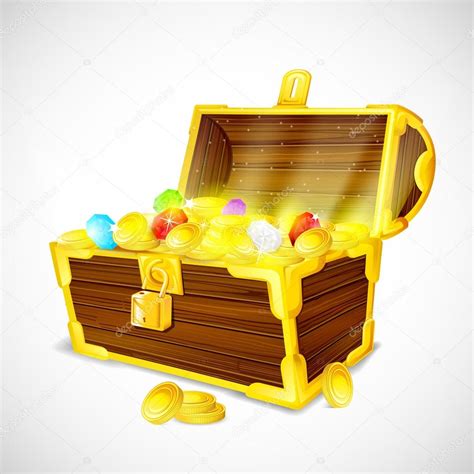 보물 상자 가득 금화와 보석 — 스톡 벡터 © Stockshoppe 25379327
