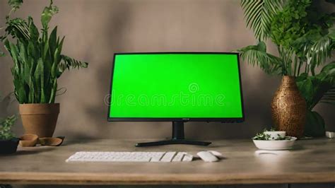 Green Screen Computer Setup Stock Video Video Of Work Technology