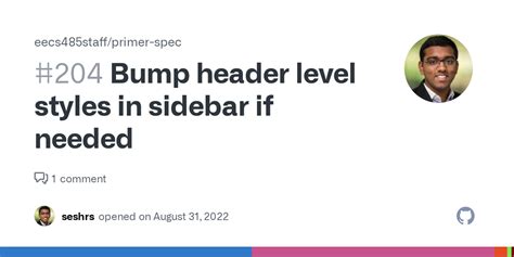 Bump Header Level Styles In Sidebar If Needed Issue Eecs Staff Primer Spec GitHub