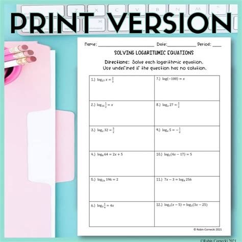 Solving Logarithmic Equations Digital Activity For Algebra 2 Tpt