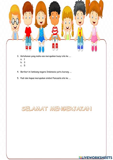 Simbol Dan Bunyi Sila Pancasila Activity Live Worksheets