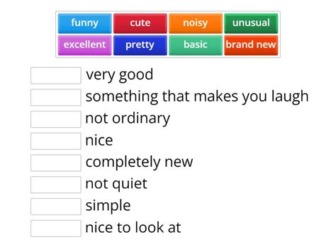 Unit 3 Extend Vocabulary Adjectives Match Up