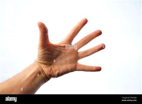Man S Open Hand With Five Fingers Stretched Out With A White