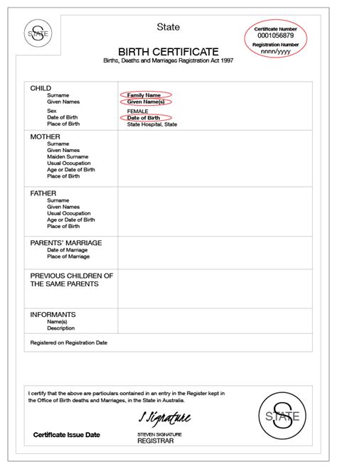 Birth Certificate Number Example
