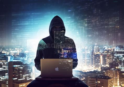 Hacker Man With Anonymous Mask Using Laptop To Hacking In The Top