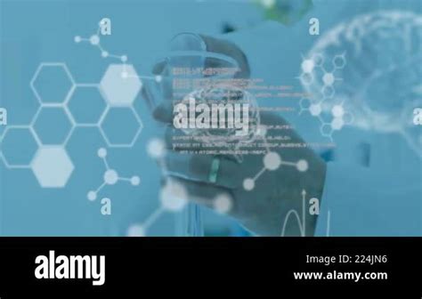 Animation Of Scientific Data Processing And Human Brains Over Caucasian