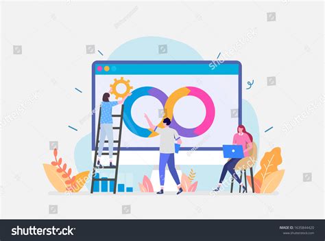 vector illustrationdevops programmer concept showing group stock vector