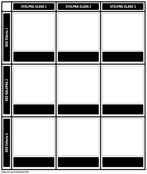 Predloga 3x3 Grafikona Storyboard By Sl Examples