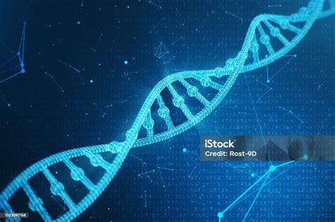 디지털 Dna 분자 구조 개념 이진 코드 인간 게놈 수정 된 유전자는 Dna 분자 3 차원 일러스트 레이 션 Dna에 대한 스톡